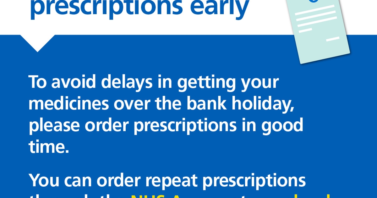 People urged to order repeat prescriptions ahead of Easter - NHS ...